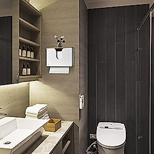 Cozee Bay Bamboo Paper Towel Dispenser, Paper Towel Holder with Lid for Home and Commercial, Wall Mount or Countertop for Multifold, C Fold, Z fold, Trifold Hand Towels (White)