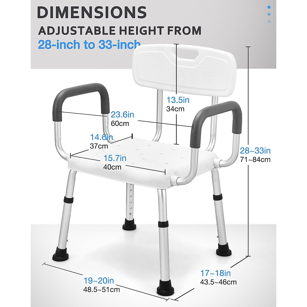 Sangohe Shower Chair for Inside Shower - Heavy Duty Shower Seat with Armrest and Back - Shower Chair for Elderly Adults - Shower Seats for Elderly - Shower Chair for Bathtub, 796B
