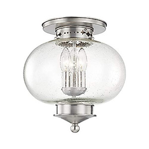 Livex Lighting 5037-91 Harbor 3-Light Ceiling Mount, Brushed Nickel