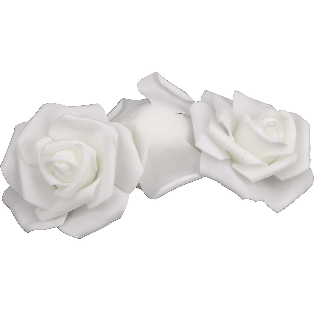 Lightingsky 100pcs 3 x 1.6 x 3 inches DIY Real Touch 3D Artificial Foam Rose Head Without Stem for Wedding Party Home Decoration (100pcs, White-100PCS)