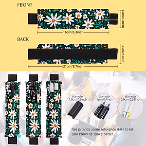 GNUEYART 4 Colorful Elastic Band Faux Leather Pen Holder Gifts, 4 Beautiful Designs, 6.3 x 1.77 inches, detachable pen holder for notebook (flower)