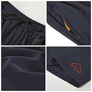 Rdruko Men's Quick Dry Hiking Shorts Lightweight Running Workout Gym Active Shorts with Zipper Pockets(Dark Grey, US M)
