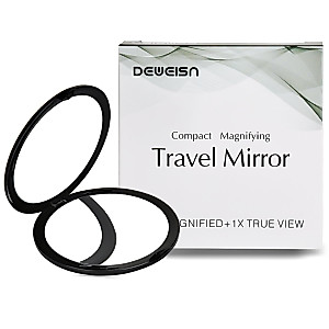 deweisn Magnifying Compact Cosmetic Mirror Elegant Pocket Handheld Makeup Mirror with Powerful 10x Magnification and 1x True View Mirror for Travel or Your Purse