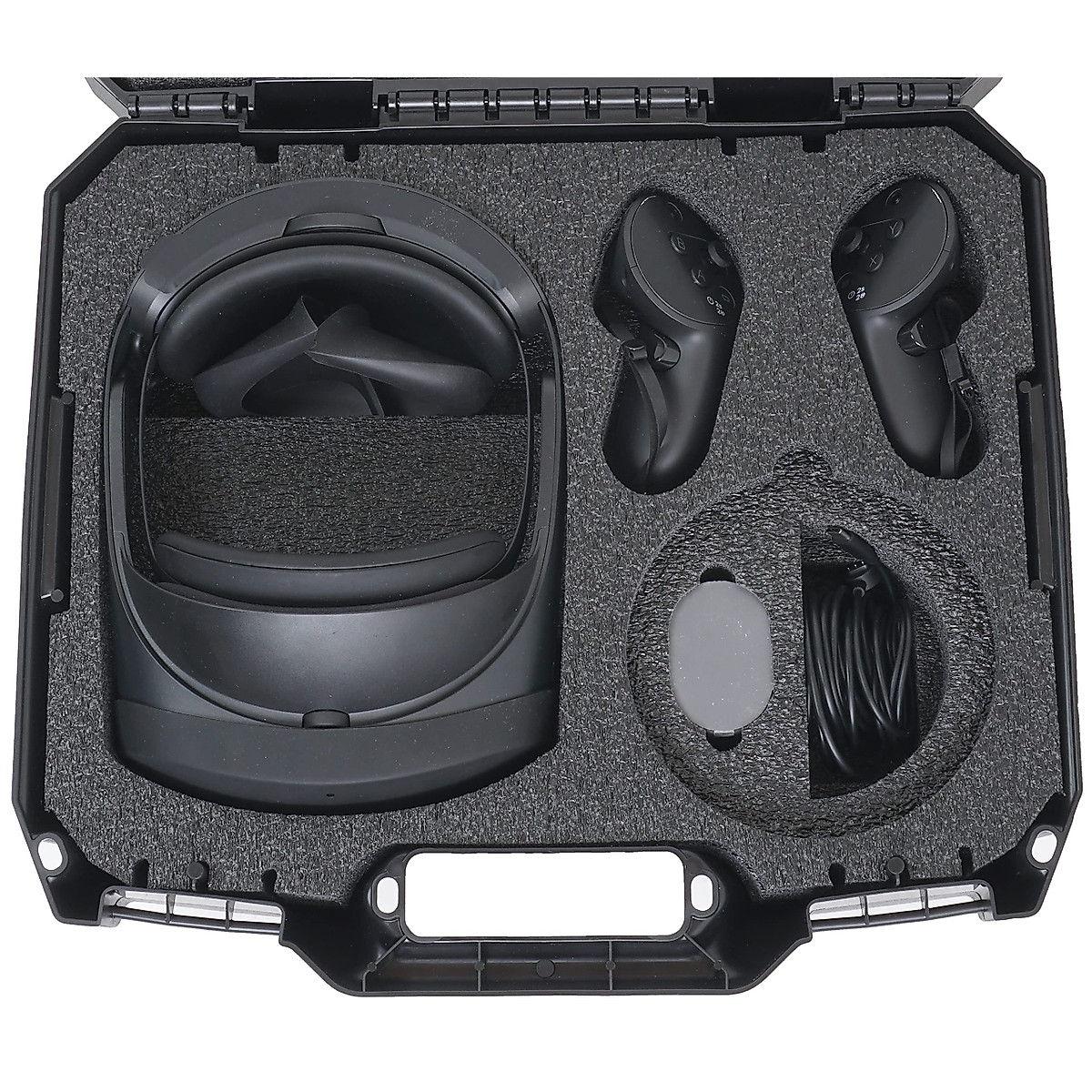 Case Club Hard Carry Case- Fits Meta Oculus Quest Pro VR Headset, 2 Touch Pro Controllers, Charging Base, Cords & More! Lockable Case w/Shock Absorbing Pre-Cut Foam Fits Quest Pro Out of the Box!