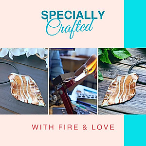 BESHEEK Handmade Murano Inspired Blown Abstract Glass Lampwork Art Pendant Necklace for Women Handcrafted Artisan Hypoallergenic Italian Style Jewelry (Goldtone Leaf Glass)