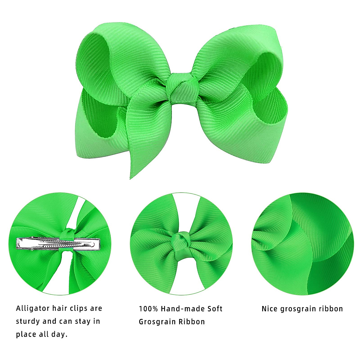 CN 20pcs 4" Hair Bows for Toddler Girls, Grosgrain Ribbon Pigtail Bows Alligator Clips Hair Accessories for Baby Girls Infants Teens Kids Children