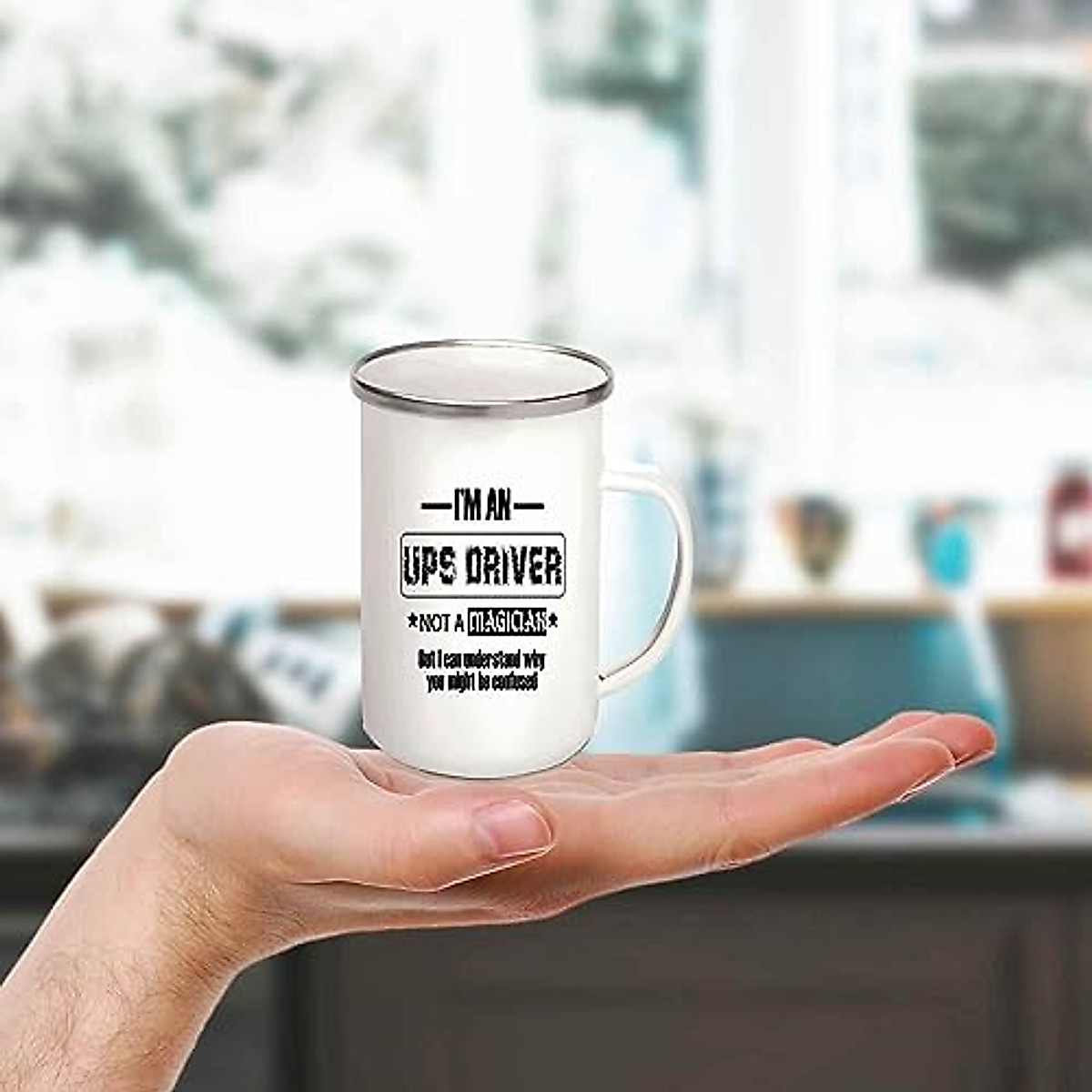 Novelty Gift Humorous Boss Gift, Ideal For Coworkers On Secretaries' Day - I'm An Driver Not A Magician Quote On 12oz Enamel Silver Mug