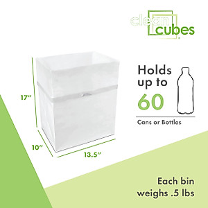 Clean Cubes 13 Gallon Disposable Trash Cans (6-Pack). Reusable Garbage and Recycling Bins for Parties, Events, and More (White - 17" Height x 13.5" Width x 10" Depth)