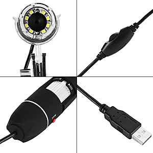 USB Digital Microscope, 1000X Zoom USB Microscope Digital Magnifier Endoscope Camera Adjustable 8 LEDs Electronic Microscope with Stand for Industrial Testing, Laboratory Research