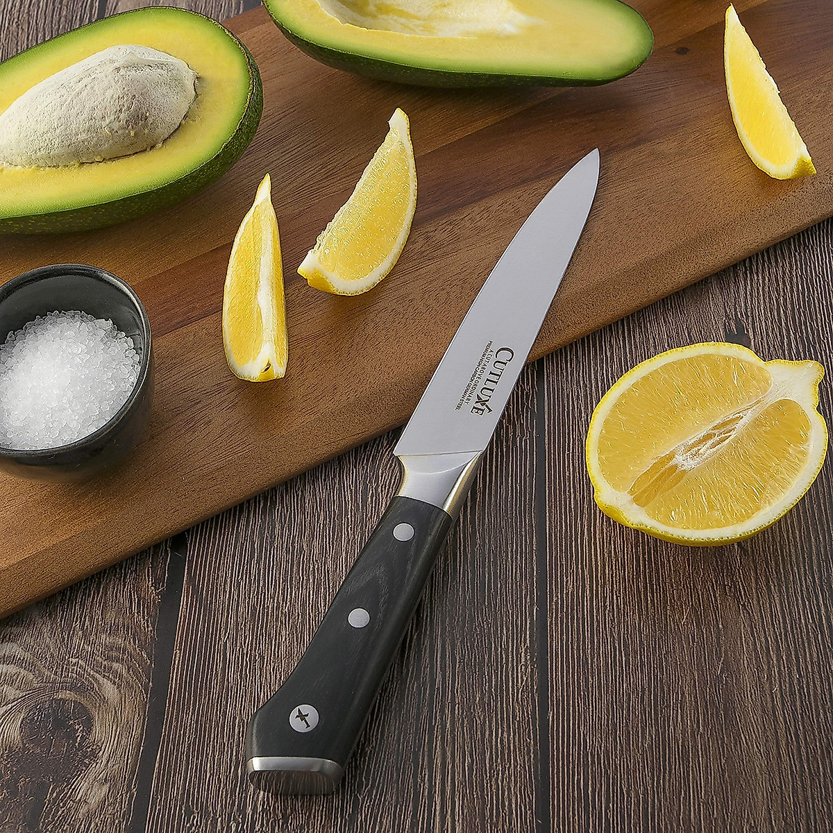 Cutluxe Santoku & Utility Knife Set – Forged High Carbon German Steel – Full Tang & Razor Sharp – Ergonomic Handle Design – Artisan Series