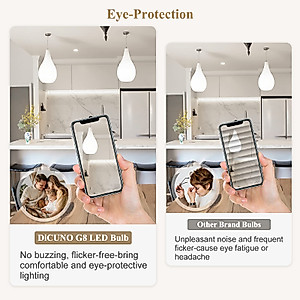 DiCUNO G8 LED Bulb 4W Flat Base, 40W Halogen Equivalent, 450LM, Daylight White 5000K, Non-dimmable Bi-Pin Replacement Bulb for Under Counter, Under-Cabinet Light and Puck Light, 6-Pack