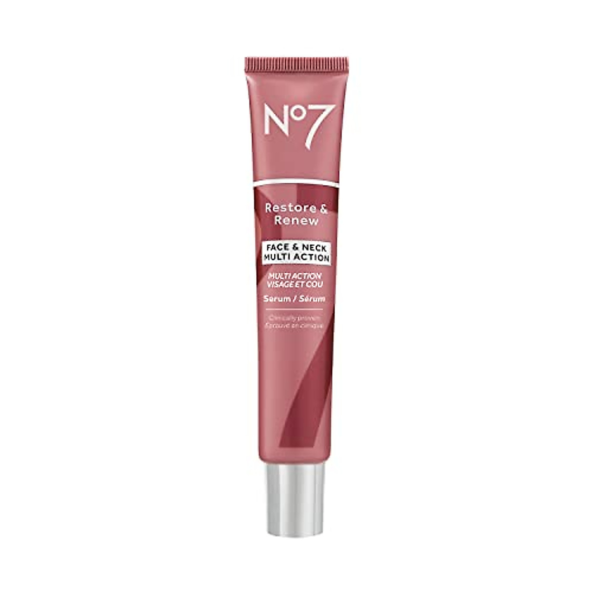 No7 Restore & Renew Face & Neck Multi Action Serum - Collagen Peptide Anti Aging Facial Serum - Hyaluronic Acid Hydrating Serum + Pro Retinol Skin & Neck Firming Hibiscus Peptides (50ml)