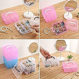 ZLY 3-Tier Demountable Plastic Jewelry Box Organizer Storage Container with Adjustable Dividers 30（Large） Grids