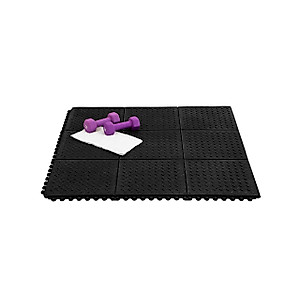 IncStores 5/8 Inch Thick Evolution Rubber Interlocking Floor Tiles | Flexible Rubber Floor Tiles for a Stronger and Safer Basement, Home Gym, Shed, or Trailer | Diamond Plate, 5 Pack