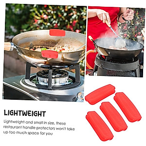 4pcs Pot Handle Cover Silicone Pot Holder Skillet Handle Cover Silicone Oven Mitts Silicone Sleeve Protectors - Handle Protectors Wok Anti-scald