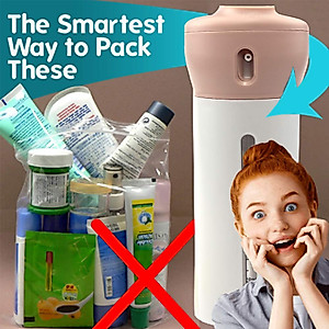 2 Pack Travel Dispenser, CHIVENIDO 4 in 1 Lotion Shampoo Gel Travel Dispenser Shower Bottles Refillable Travel Bottles (Pink+Gray)