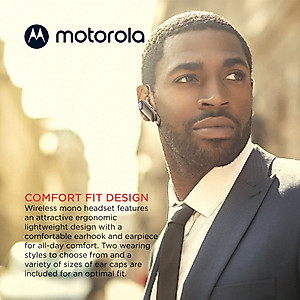 Motorola Sound HK500+ Bluetooth Earpiece Hands-Free Wireless Earpiece Headset with Microphone - IPX4 Water Resistant Bluetooth Phone Earpiece for Phone Calls, Compatible with iPhone and Cell Phones