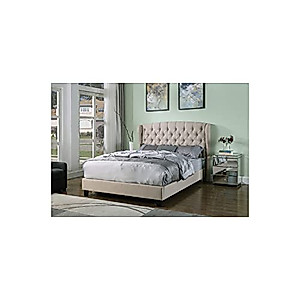 Best Master Furniture Yvette Upholstered Tufted with Wingback Platform Bed California King, Beige
