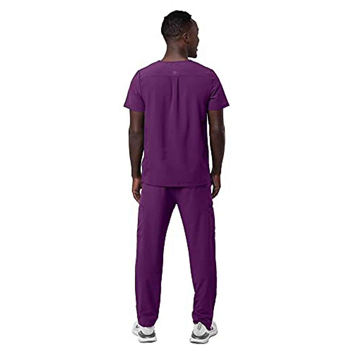 Adar Addition Go-Basic Scrub Set for Men - Classic V-Neck Scrub Top & Cargo Scrub Pants - A9300 - Eggplant - M