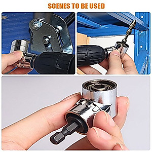 CIGOTU Right Angle Drill Attachment, Power Screwdriver Drill Extension Attachment Adapter with 1/4" Hex Magnetic Bit Socket and 1/4" Hex Quick Change Drive - Pack of 1, Silver