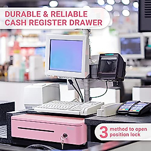 Tera 13" Auto Open Cash Register Drawer Heavy Duty with Micro Switch Fully Removable Insert Tray 5 Keys 4 Bill 6 Coin Media Slot 12V RJ12 Key-Lock (Round Corner) for POS System Small Business 330R