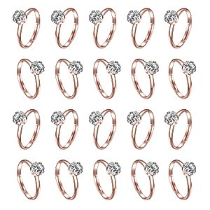 Topoox 60 Pack Rose Gold Diamond Engagement Rings for Bridal Shower Party Game Wedding Table Decorations