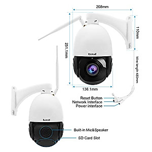 JideTech 5MP PTZ Camera Outdoor, 20X Optical Zoom Smart WiFi IP Camera with 360° Rotate,1000ft View Distance,SDM Array IR Night Vision,Auto-Tracking Detection Alarm,2-Way Audio,IP66 Waterproof