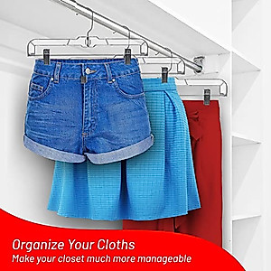 DEILSY Skirt Hangers Pants Hangers with Clips Clip Hangers Shorts Hangers Clear Plastic Clothes Hangers with 2-Adjustable Clip Non-Slip Clothes Hangers Clip Hangers Perfect for Pant, Pack of 12