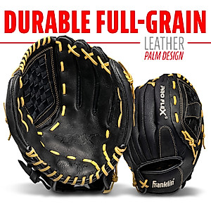 Franklin Sports unisex adult 12.5-Inch Franklin Sports Baseball Glove ProFlex Baseball Softball Glove Baseball Fastpitch Soft, Black/Camel, 12 1 2-Inch US
