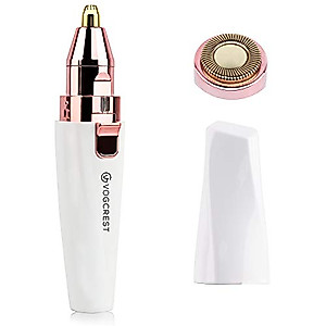 Rechargeable Eyebrow Trimmer & Facial Hair Remover for Women, 2 in 1 Eyebrow Razor and Painless Lips Body Facial Hair Removal with Built-in LED Light