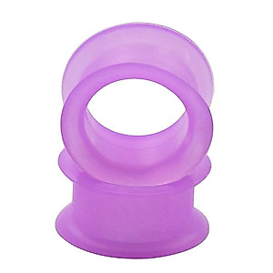Pair 1" (25MM) PURPLE SILICONE EYELET TUNNELS Double Flare Gauges Thin Soft Flexible Flesh Plugs (2pcs)