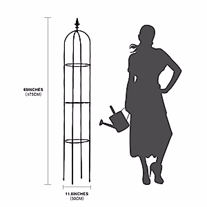 Lalahoni Trellis for Climbing Plants Outdoor, Rustproof Plant Support Potted Flowers Vegetable Vine Indoor Outdoor Garden Obelisk, 6ft Tall Rose Black 1pc