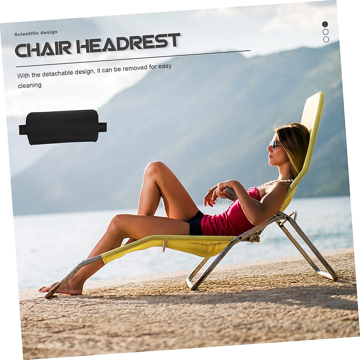 Happyyami 3pcs Beach Chair Sponge Pillow Chair Headrest Car Comfort Accessories Neck Pillow for Recliner Lounge Cushion Padded Pillow Outdoor Pouf Cloth Travel Rest Mat Office Chair