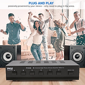 Pyle Home Premium New and Improved 6 Zone Channel Speaker Switch Selector Switch Box Hub Distribution Box for Multi-Channel High Powered Stereo Amplifier A,B,C,D Switches, 6 Pairs Of speakers PSS6