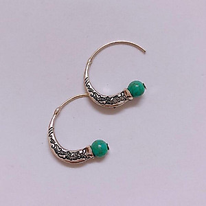 chenJBO New Retro Thai Silver Turquoise Earrings European and American Female Punk Earrings Boho Earrings
