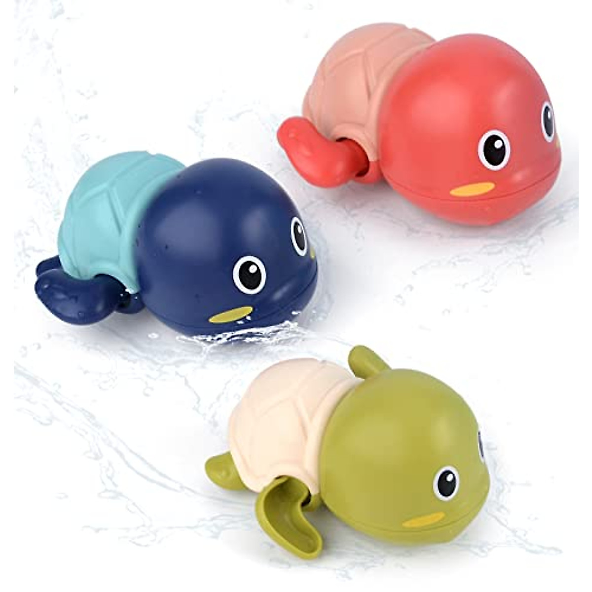 TOHIBEE Bath Toys, 3 Pack Cute Swimming Turtle Bath Toys for Toddlers 1-3, Floating Wind Up Toys for 1 Year Old Boy Girl, New Born Baby Bathtub Water Toys, Preschool Toddler Pool Toys