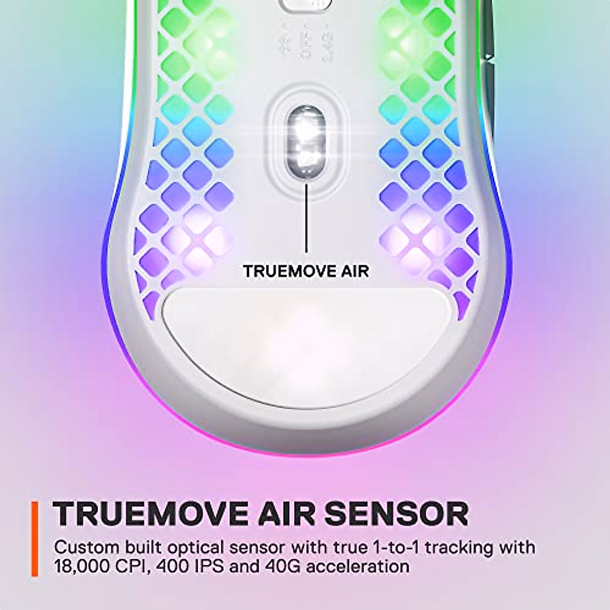 SteelSeries Aerox 3 Wireless - Super Light Gaming Mouse - 18,000 CPI TrueMove Air Optical Sensor - Ultra-lightweight 68g Water Resistant Design - 200 Hour Battery Life – Snow