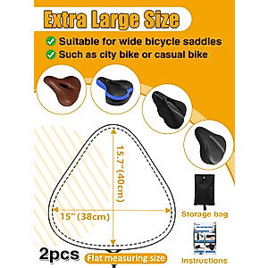 PAMASE Waterproof Bike Seat Cover - Outdoor City Road Bike Saddle Rain Cover, 2pcs Bicycle Cushion Protector with Drawstring & Storage Bag for Dust Resistant -15.7 * 15in