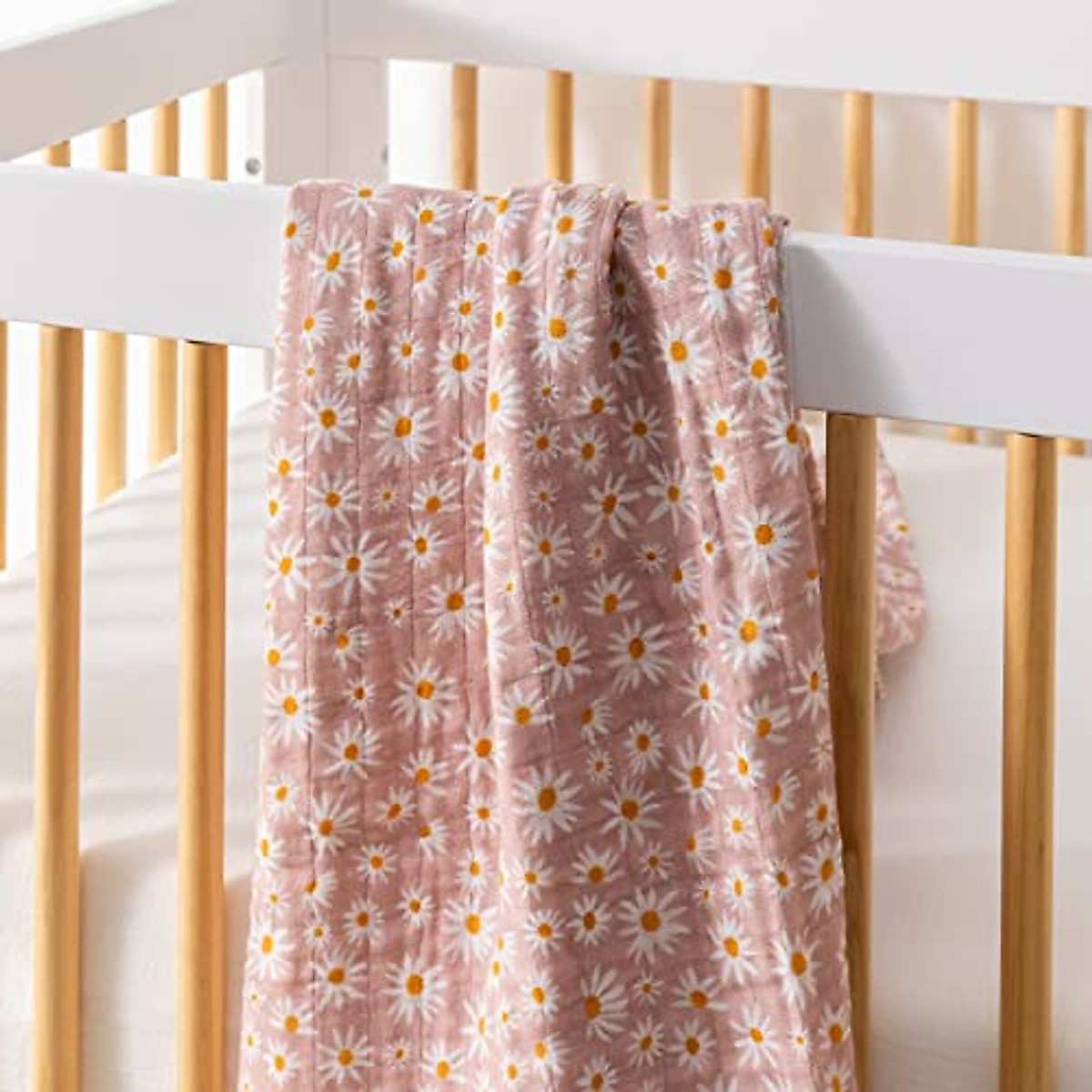 Babyletto 100% Organic Cotton Swaddle, GOTS-Certified, Ultra-Soft and Breathable Muslin - Daisy