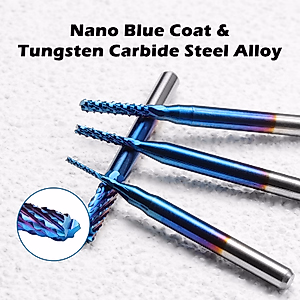 SainSmart Genmitsu 10Pcs Nano Blue Coat End Mill CNC Router Bits, 0.8-3mm, 1/8" Shank