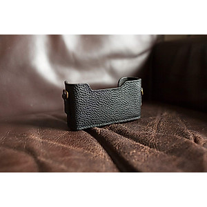 Handmade Genuine Real Leather Half Camera Case Bag Cover for Contax TVS Film Camera Black