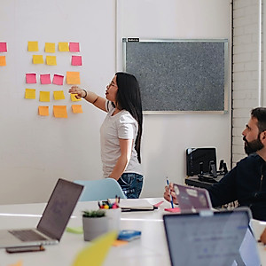 SECO Felt Backed Noticeboard 18 x 24 Inch Bulletin Board with Aluminium Frame, Grey