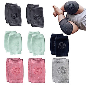 NEPAK 8 Pairs Baby Crawling Anti-Slip Knee Baby Knee Pads For Crawling and safety Walking Anti Slip,Unisex Baby Toddlers Kneepads, 2light Pink+ 2dark Grey+ 2green+ 1black+ 1gray
