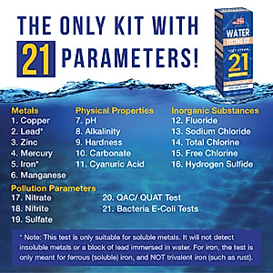 New 21 in 1 Water Testing Kits for Drinking Water - Home & Well Water Testing Kit for Hardness, Lead etc - Hard Water Test Kit for Tap, Pond, Pool, House - Funky Strokes Water Tester pH Strips (2Pack)