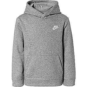 Nike Boy's Club Fleece Pullover Hoodie (Little Kids) Carbon Heather 4 Little Kids
