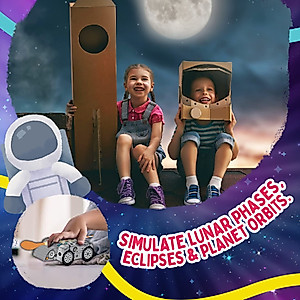 Playz Solar System for Kids Exploration Kit - 17 Outer Space STEM Experiments & Science Toys for Kids Ages 4-12 - Make DIY Rockets, Eclipse, Constellation Projector, 2D Solar System Model, Planet Toys