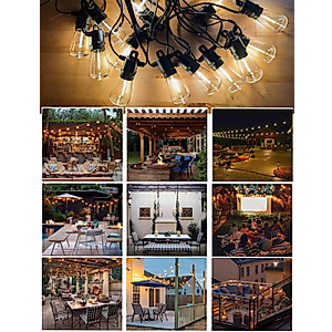 SUFEIMAS LED Outdoor String Lights Waterproof - NEW MODE 50FT Patio Lights 15+2 Vintage Shatterproof Plastic Bulbs,IP65 Edison String Lights for Outside Backyard Balcony Bistro Cafe Garden