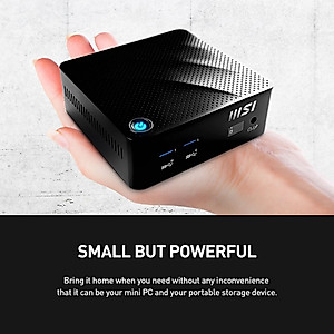 MSI Cubi N Mini PC: Intel Pentium Silver N6000, 4GB DDR4 (1x4GB) 2666MHz, 128GB SSD, WiFi 6, BT 5.2, Energy Efficient, Black, Windows 11 Pro: JSL-078US