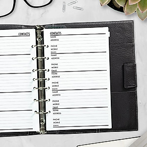 Half Size Contacts Address Book Planner Insert Refill, 5.5 x 8.5 inches, Fits 7-Ring & 3-Ring Binders - Day Timer, Franklin Covey, Avery Mini, Choose Quantity
