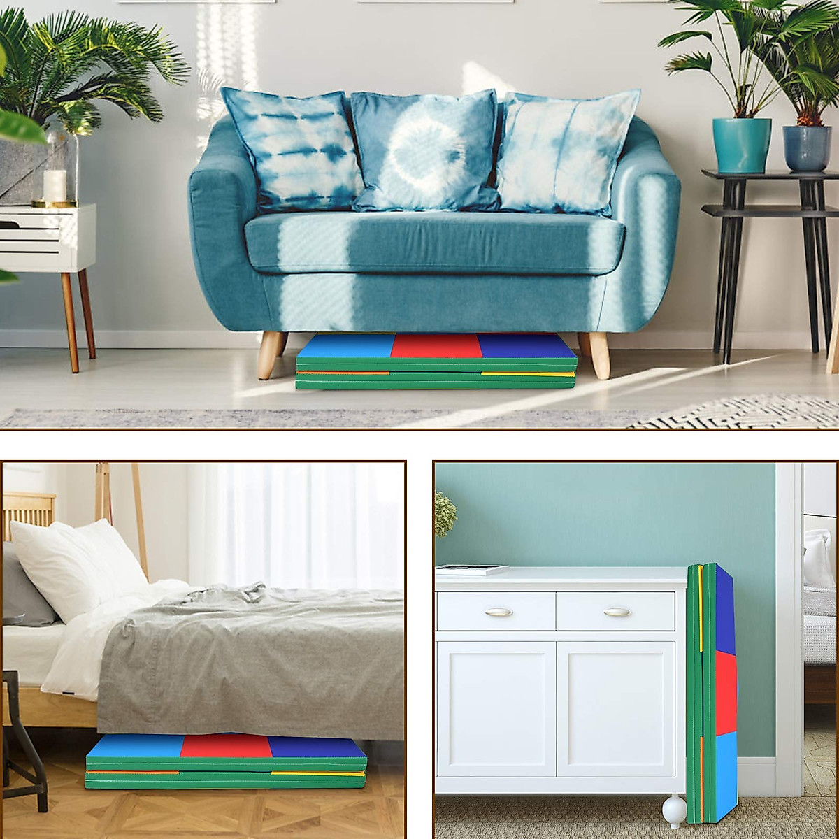 Costzon Toddler Foam Play Mat, Foldable Baby Crawling Mats 58-Inch Square Soft Non Skid Colorful Daycare Floor Mat, Thicken Waterproof Memory Activity Play Mat for Home, School, Kindergarten Nursery